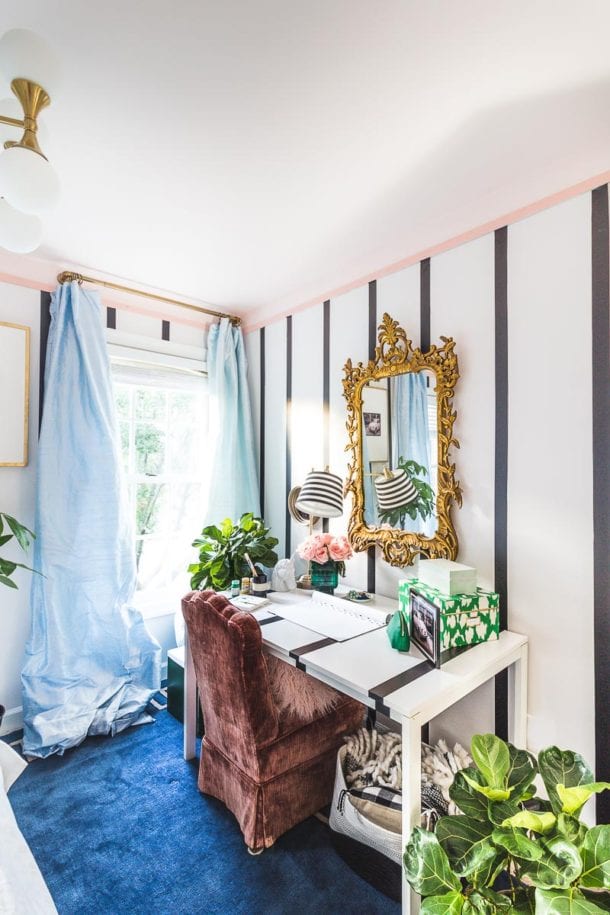 How to Stripe your Desk to Match Your Walls | A Tempaper Mini Stripe ...