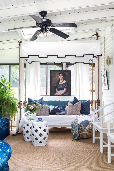 Sunroom Ideas | New Rug and Canopy Swing ⋆ Jewel Marlowe