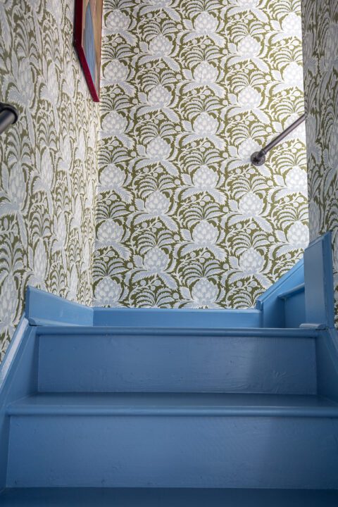Basement Wallpapered Staircase Makeover Reveal ⋆ Jeweled Interiors